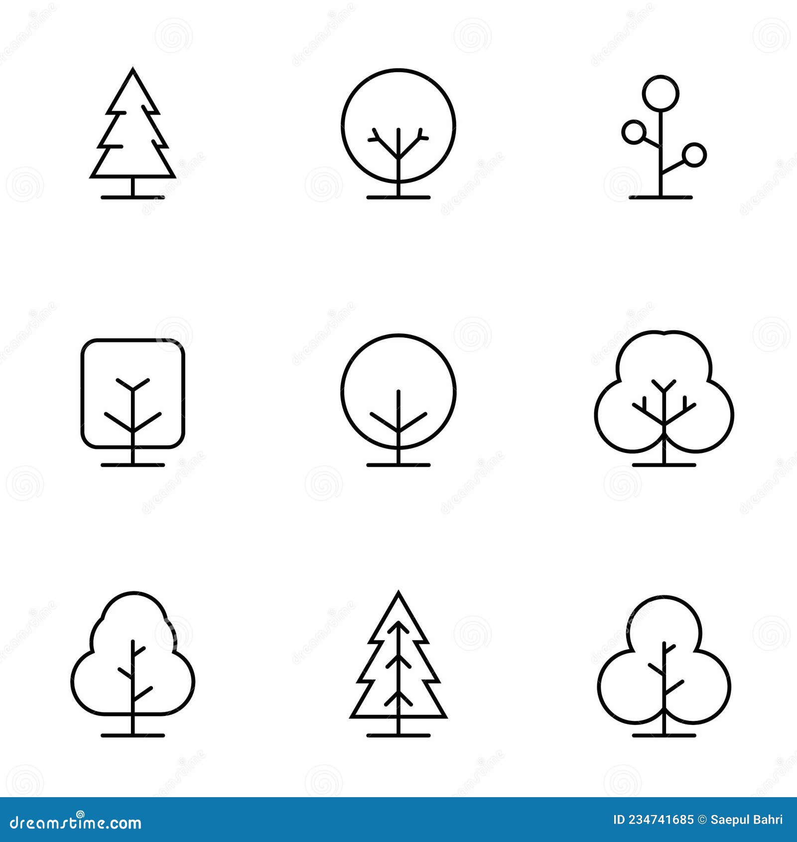 Set of Tree Vector Design Illustration. Nature Tree Vector in Flat ...
