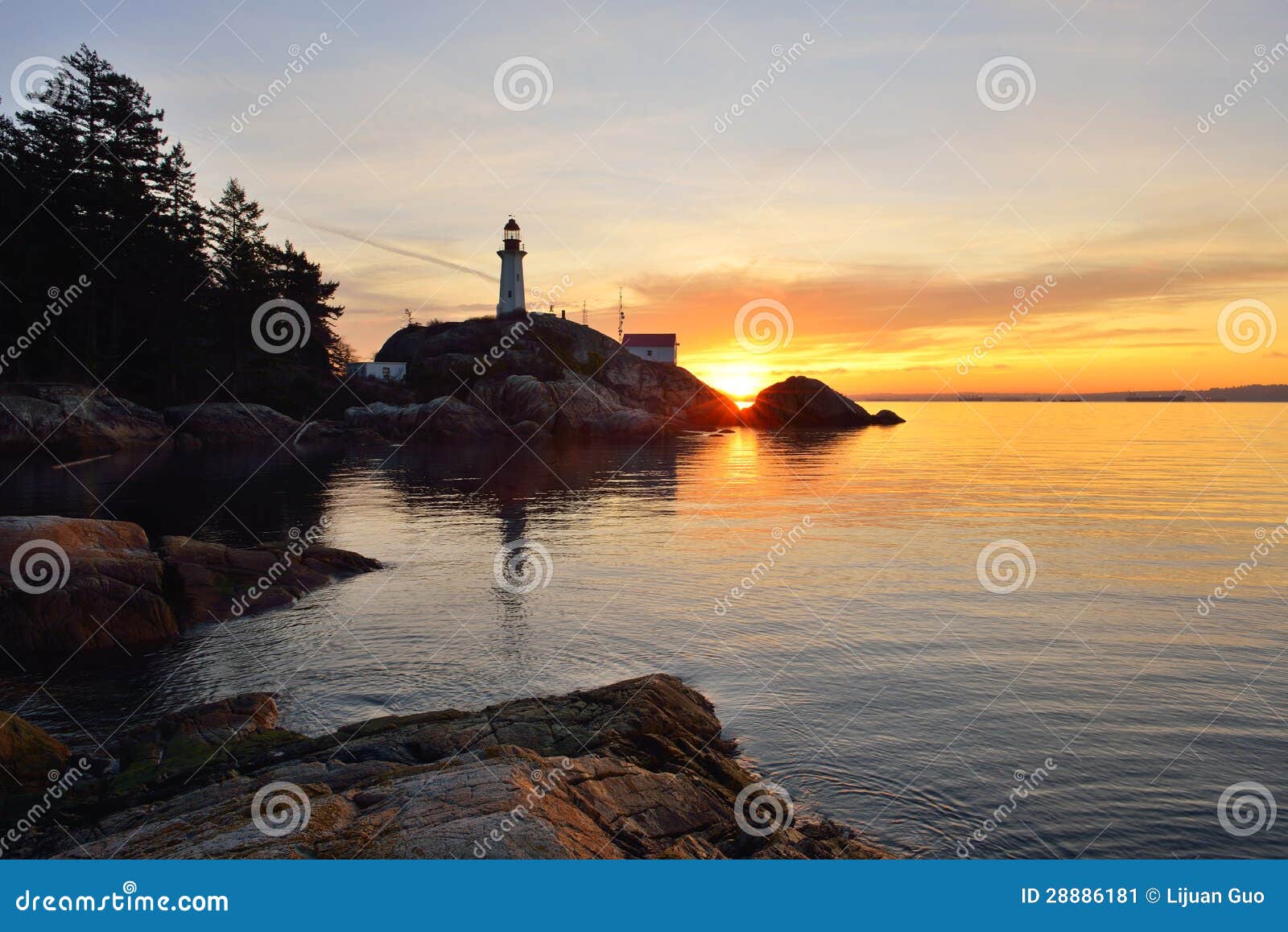 Point Atkinson Lighthouse at Sunrise Stock Image - Image of morning ...