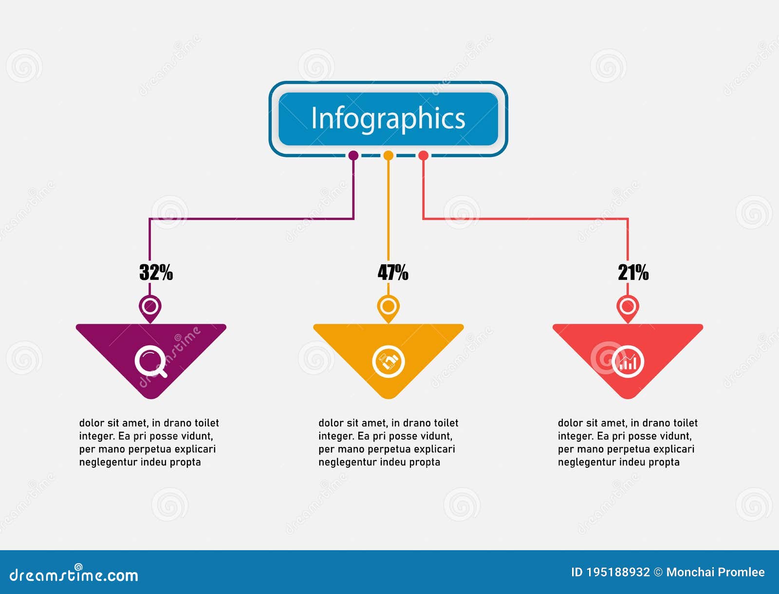 3 Point Banner Design Template Icon Flow Chart Graphic. Planning ...
