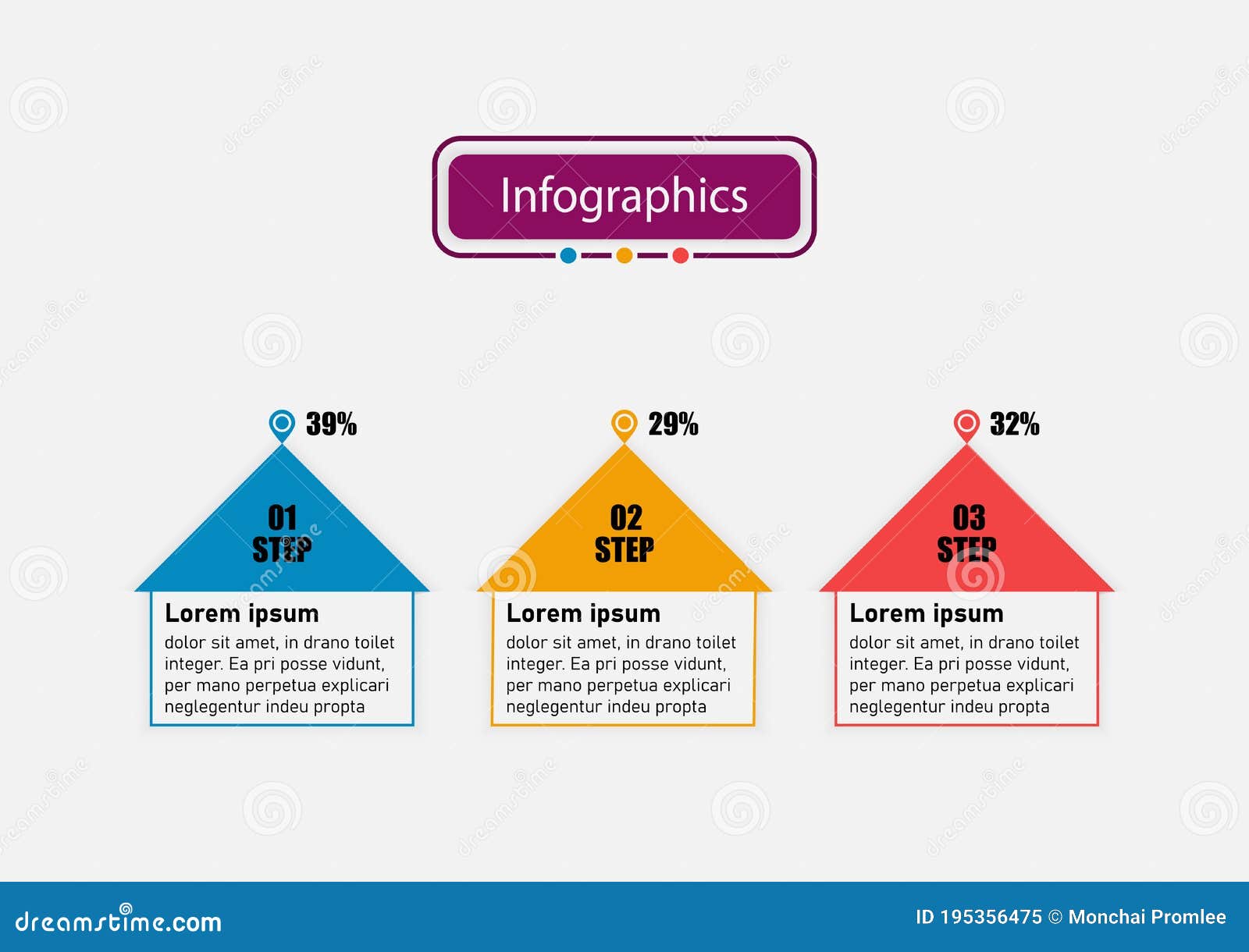 3 Point Banner Design Template Infographic Text Vector. Planning ...