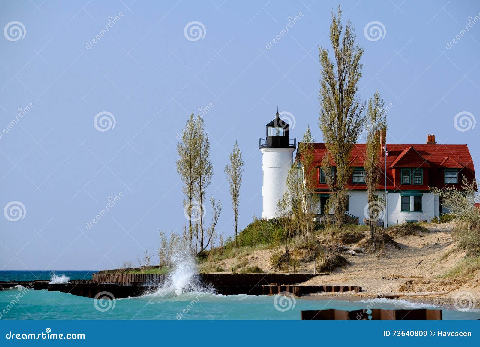 Point Betsie Lighthouse, Built in 1858 Stock Image - Image of shore ...
