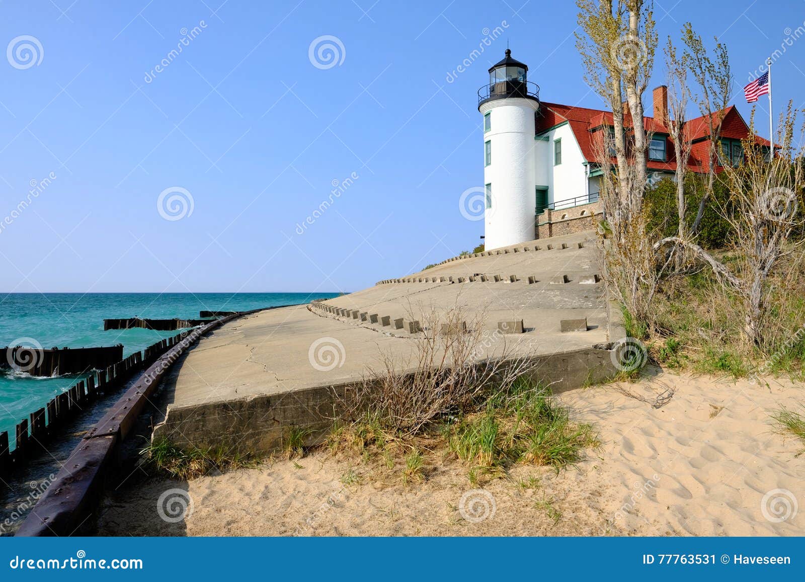 Point Betsie Lighthouse, Built in 1858 Stock Image - Image of michigan ...