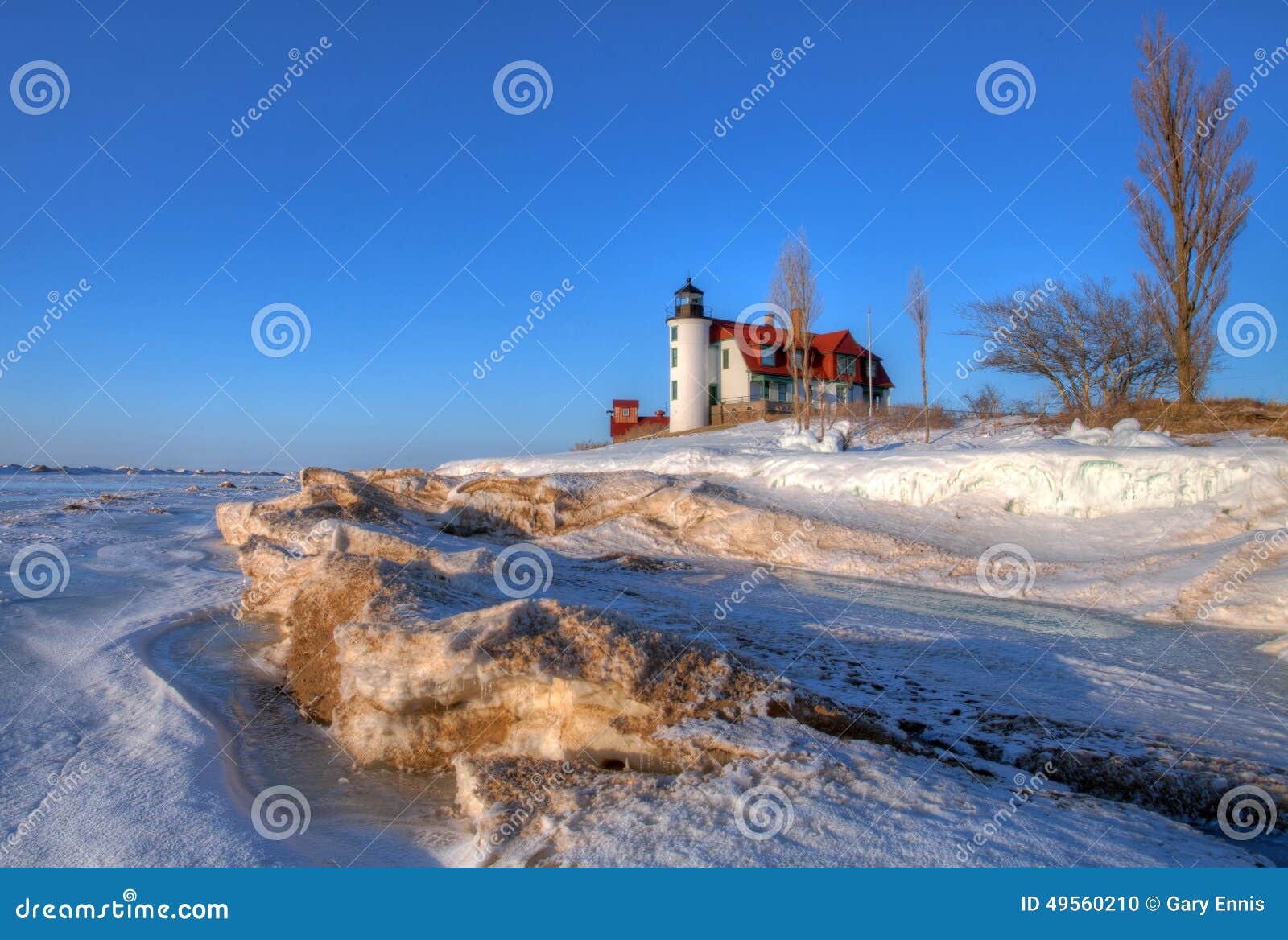 Point Betsie Lighthouse stock photo. Image of point, winter - 49560210