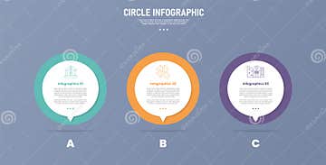 3 Point Circle Infographic Stage or Step Template with Arrow Point ...