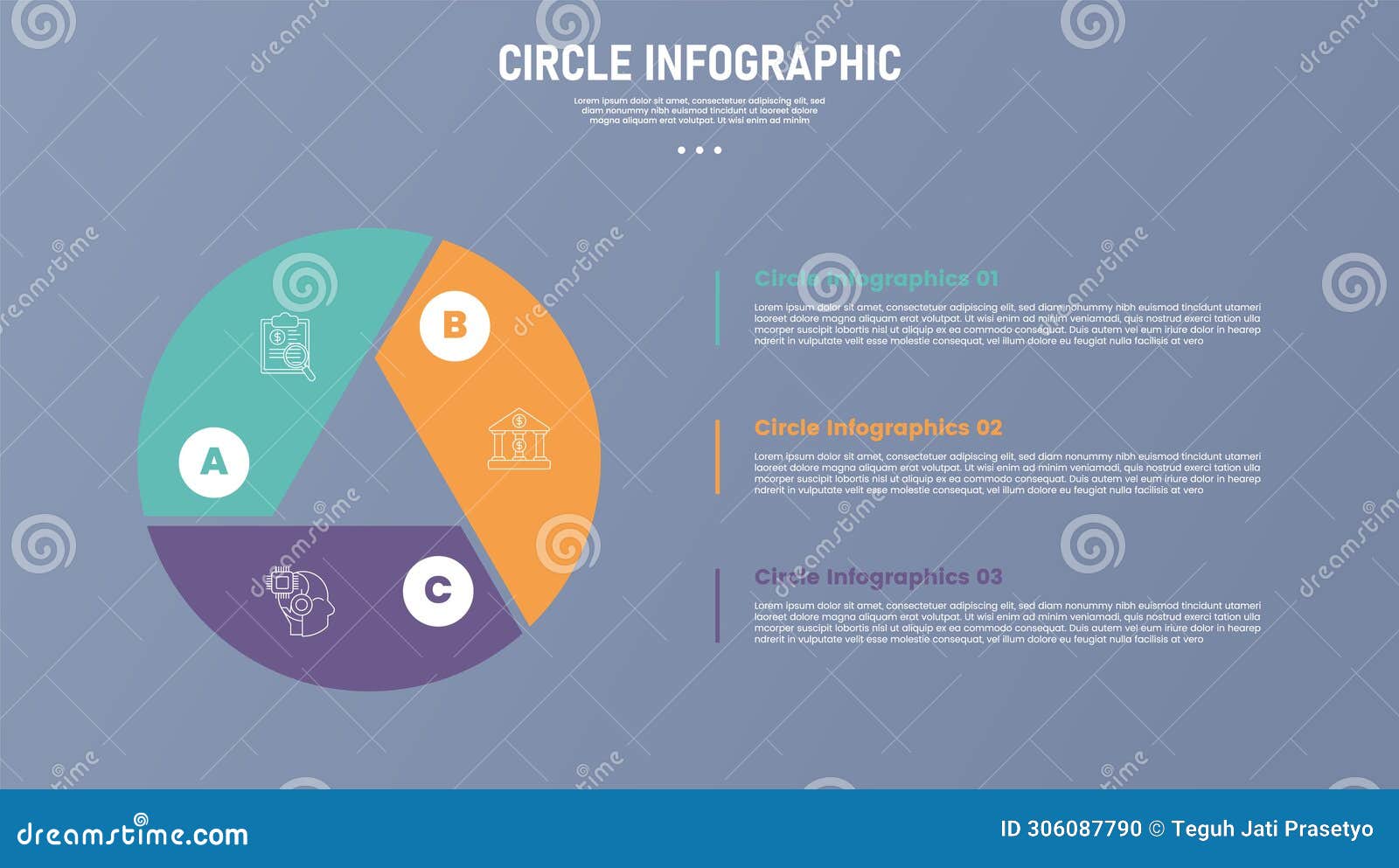 3 Point Circle Infographic Stage or Step Template with Circular Cycle ...