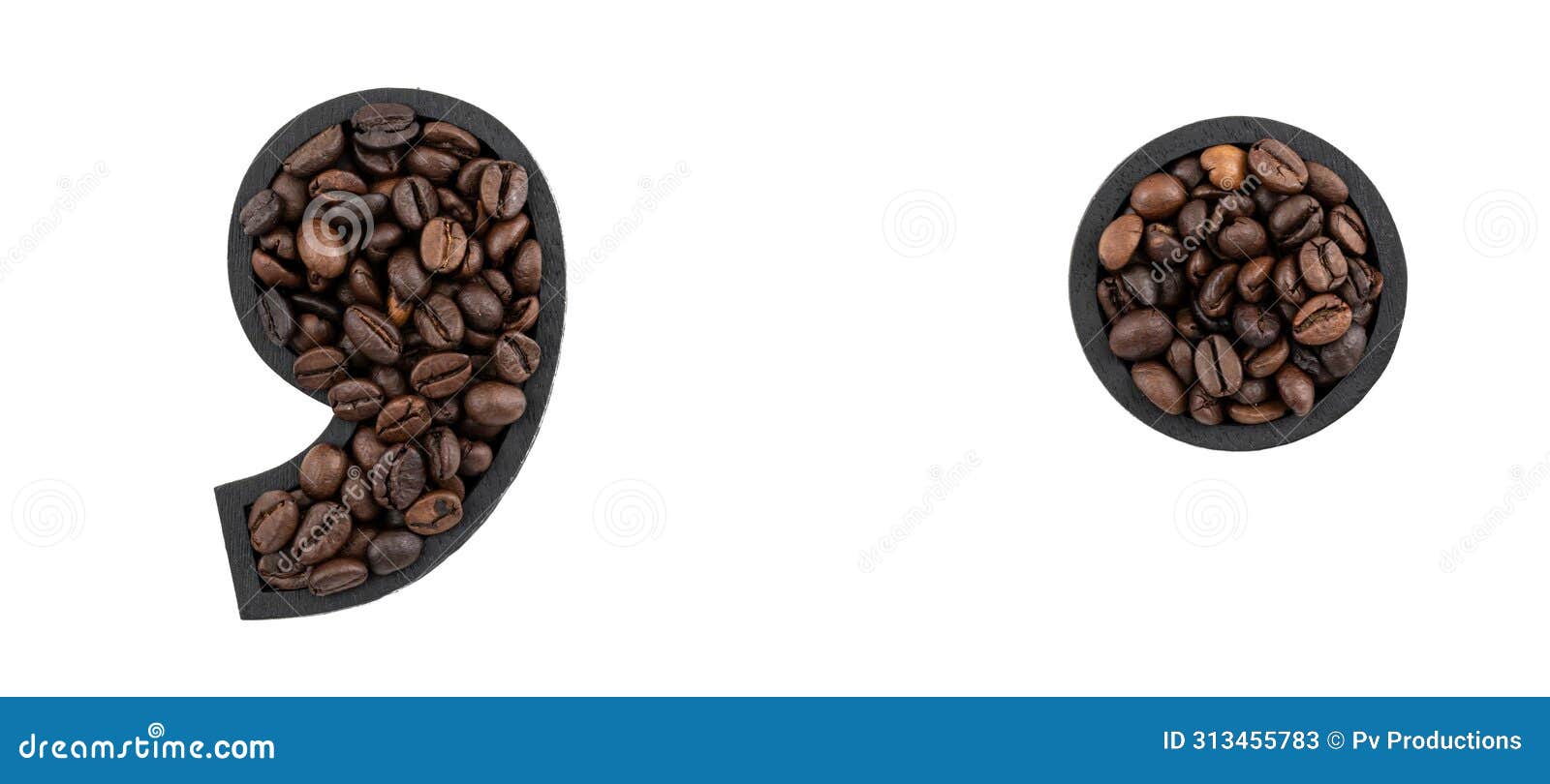 Point and Comma Marks Made with Coffee Beans Isolated on Transparent ...