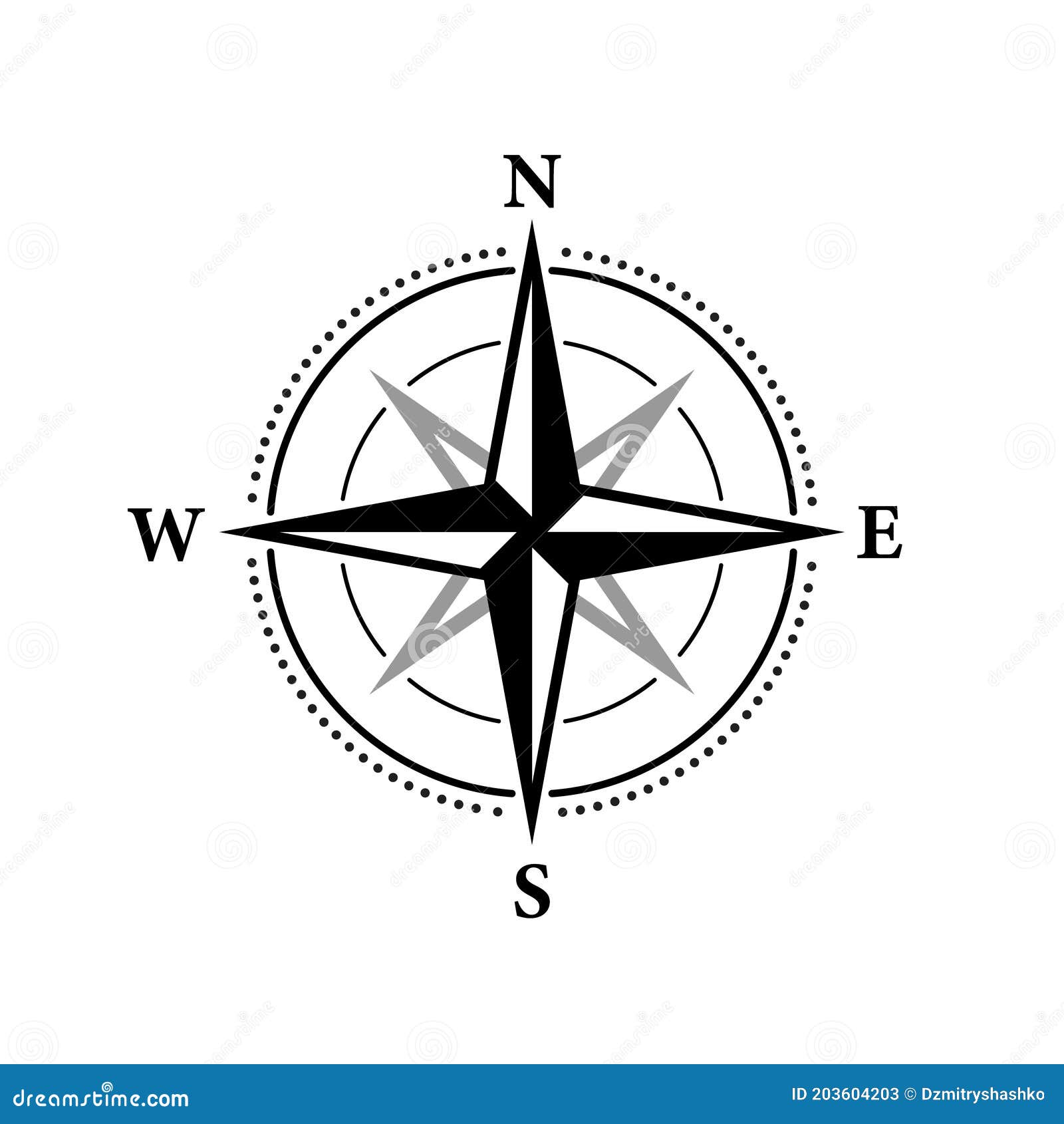 8 Point compass icon stock vector. Illustration of north - 203604203