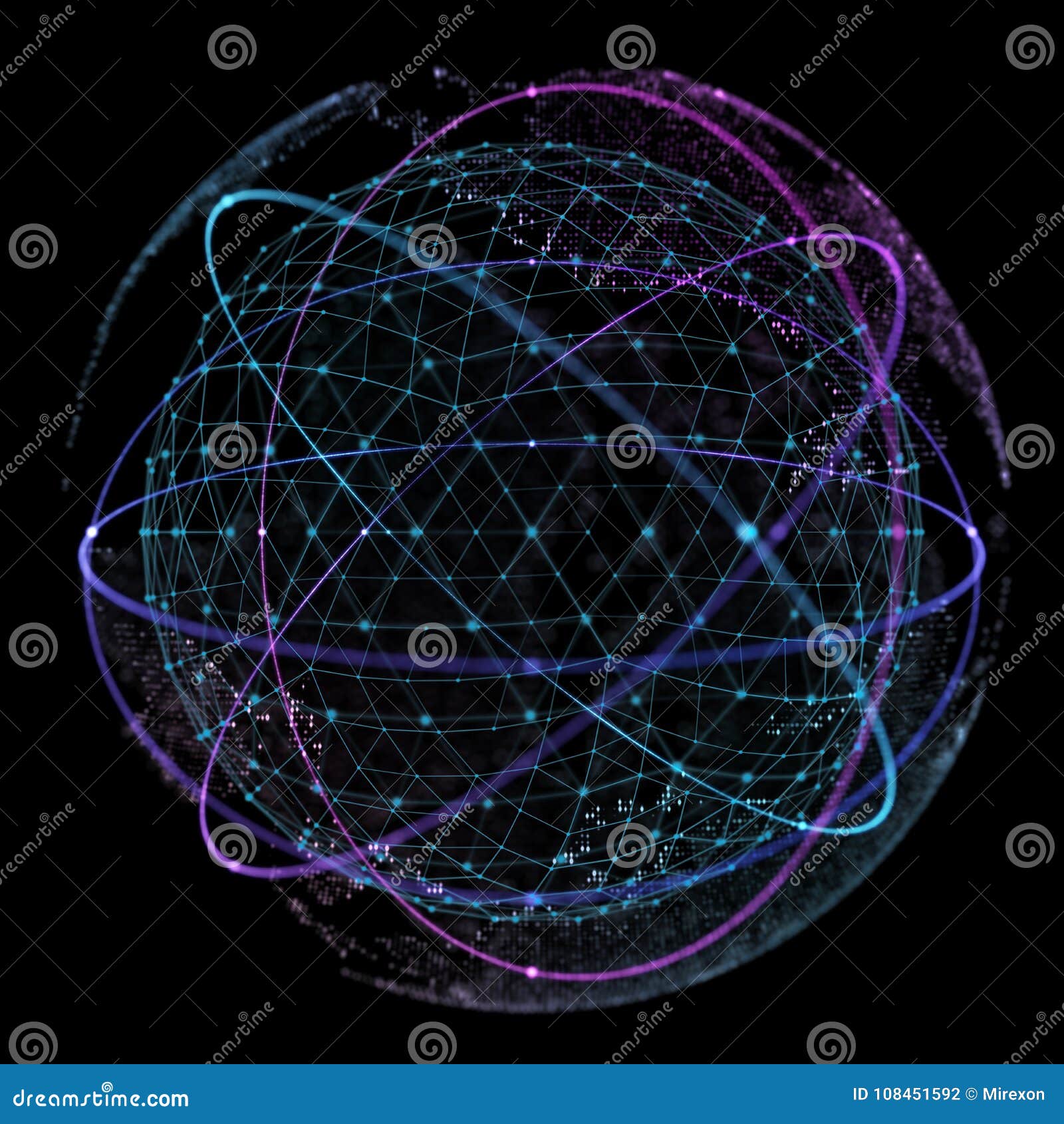 Point and Curve Constructed the Sphere Wireframe, Technological Sense ...