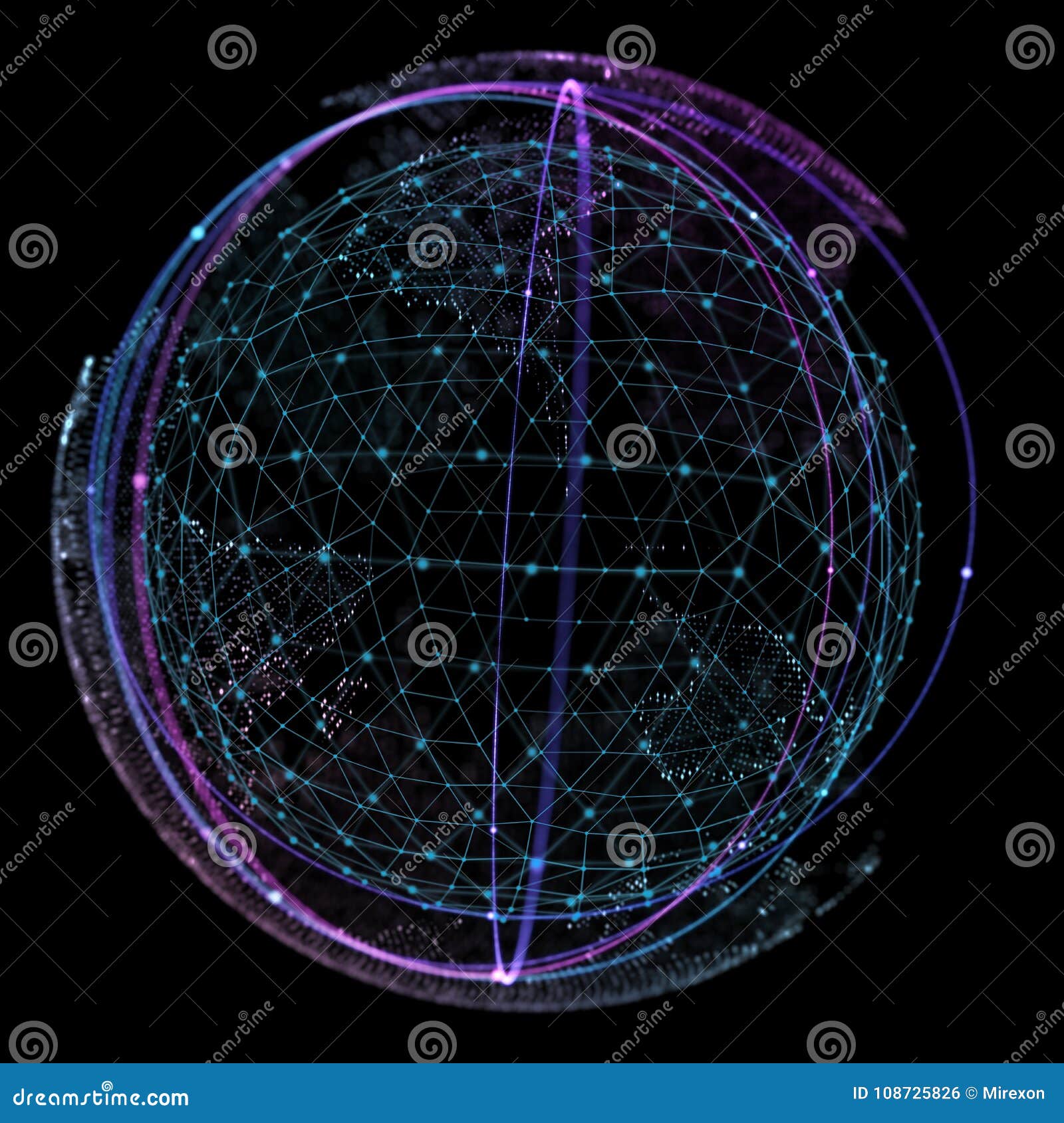 Point and Curve Constructed the Sphere Wireframe, Technological Sense ...