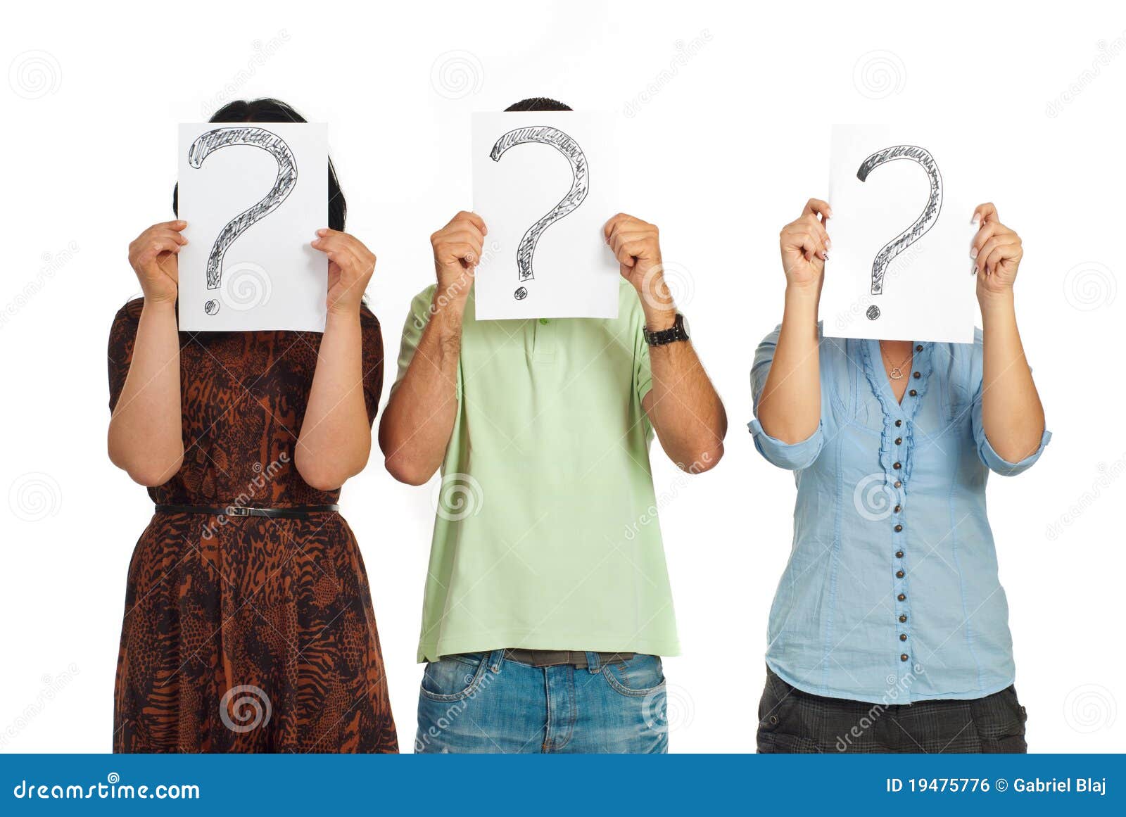 Point D'interrogation De Fixation De Trois Personnes Photo stock ...