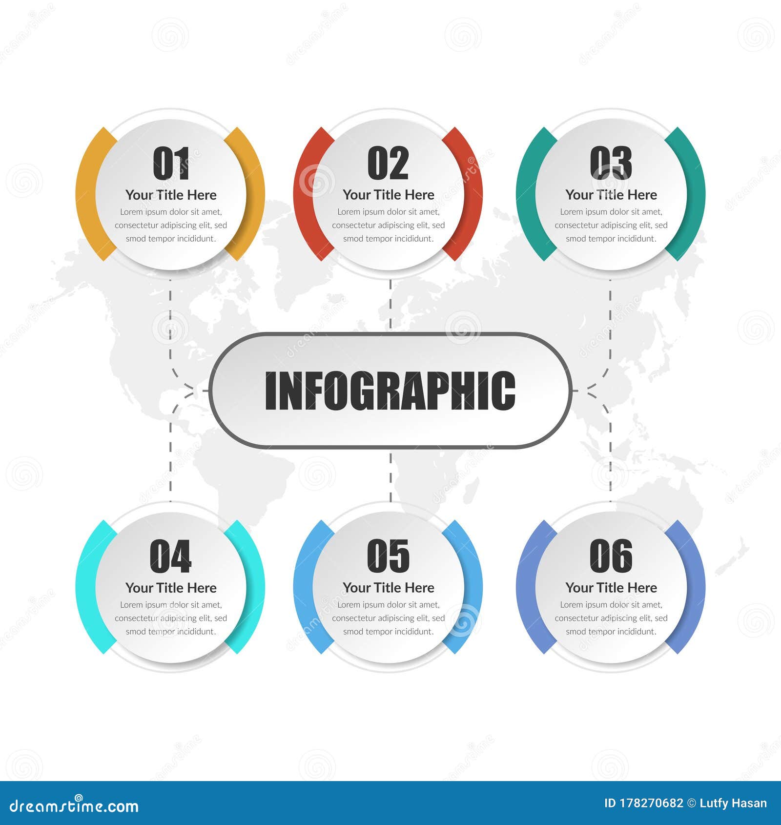 6 Point 3D Shape Infographic Element for Business Stock Illustration ...