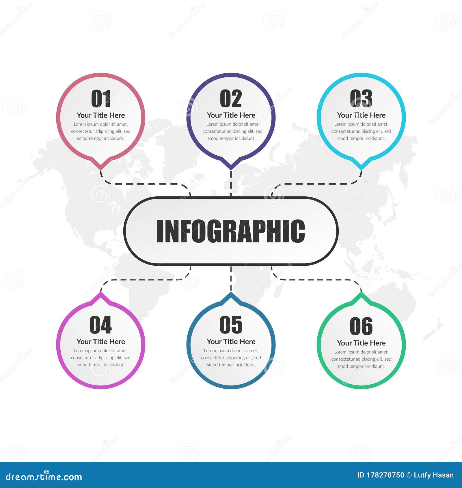 6 Point 3D Shape Infographic Element for Business Stock Illustration ...