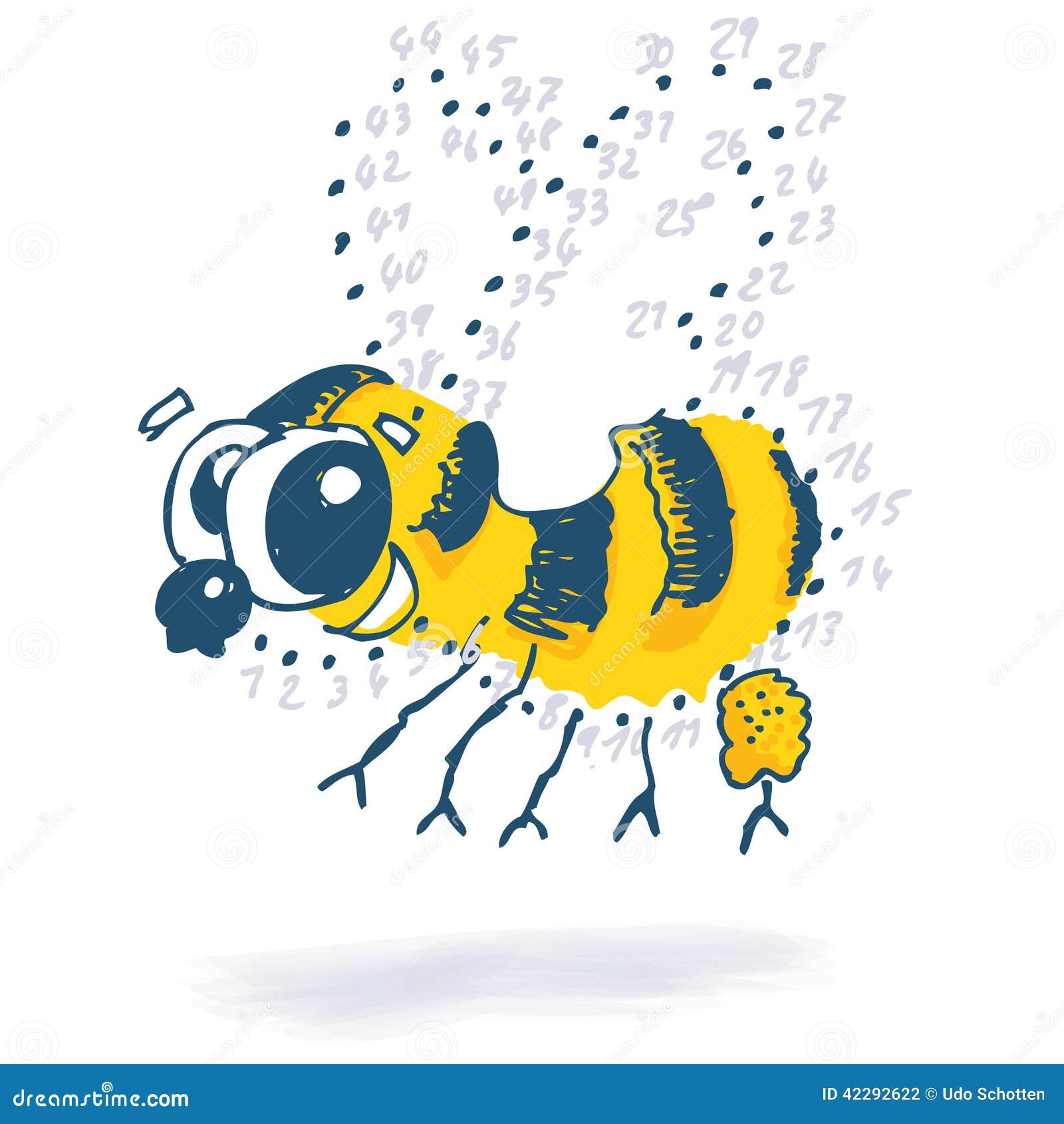 Point Drawing with a Little Funny Bee Stock Vector - Illustration of ...