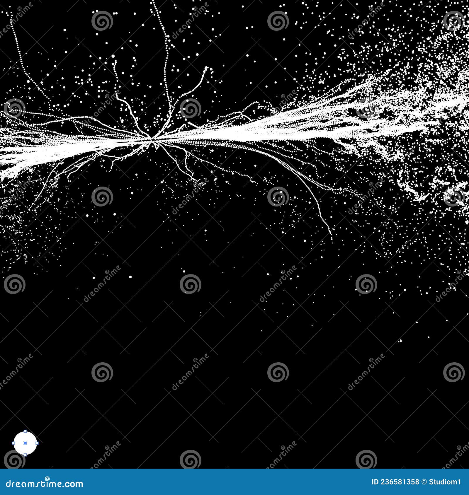 Point Explode. Array with Dynamic Emitted Particles. Abstract Dynamic ...