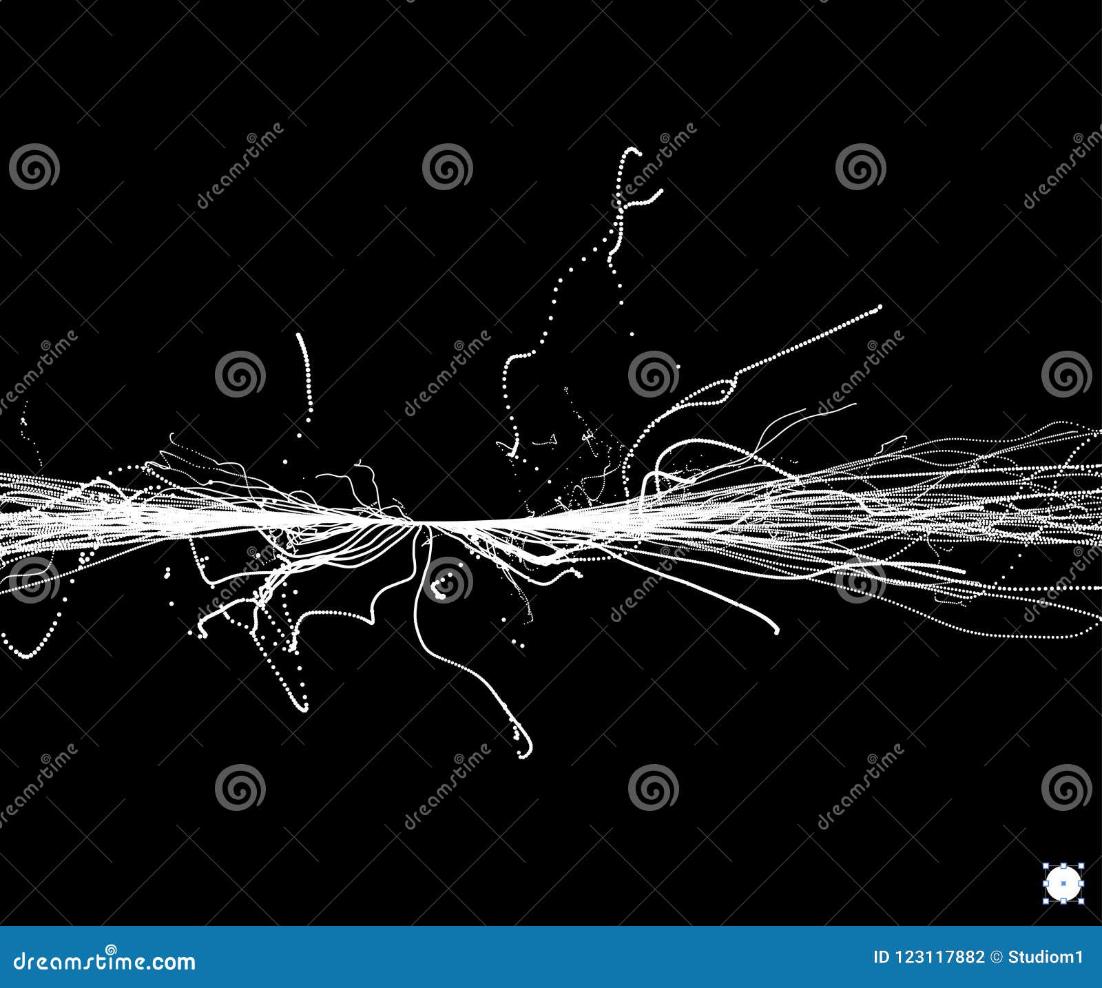Point Explode. Array with Dynamic Emitted Particles. Abstract Dynamic ...