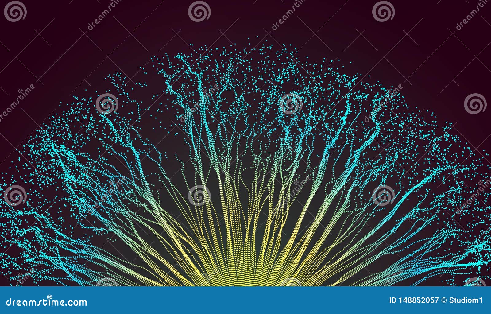 Point Explode. Array with Dynamic Emitted Particles. 3d Technology ...