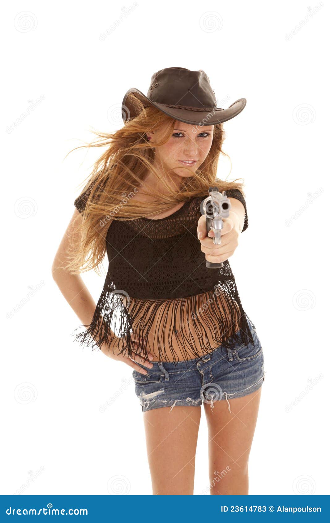Point gun stock image. Image of fashion, beauty, jeans - 23614783