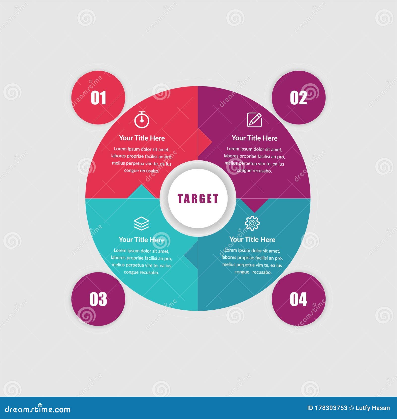 4 Point Infographic Element for Business Target Stock Illustration ...