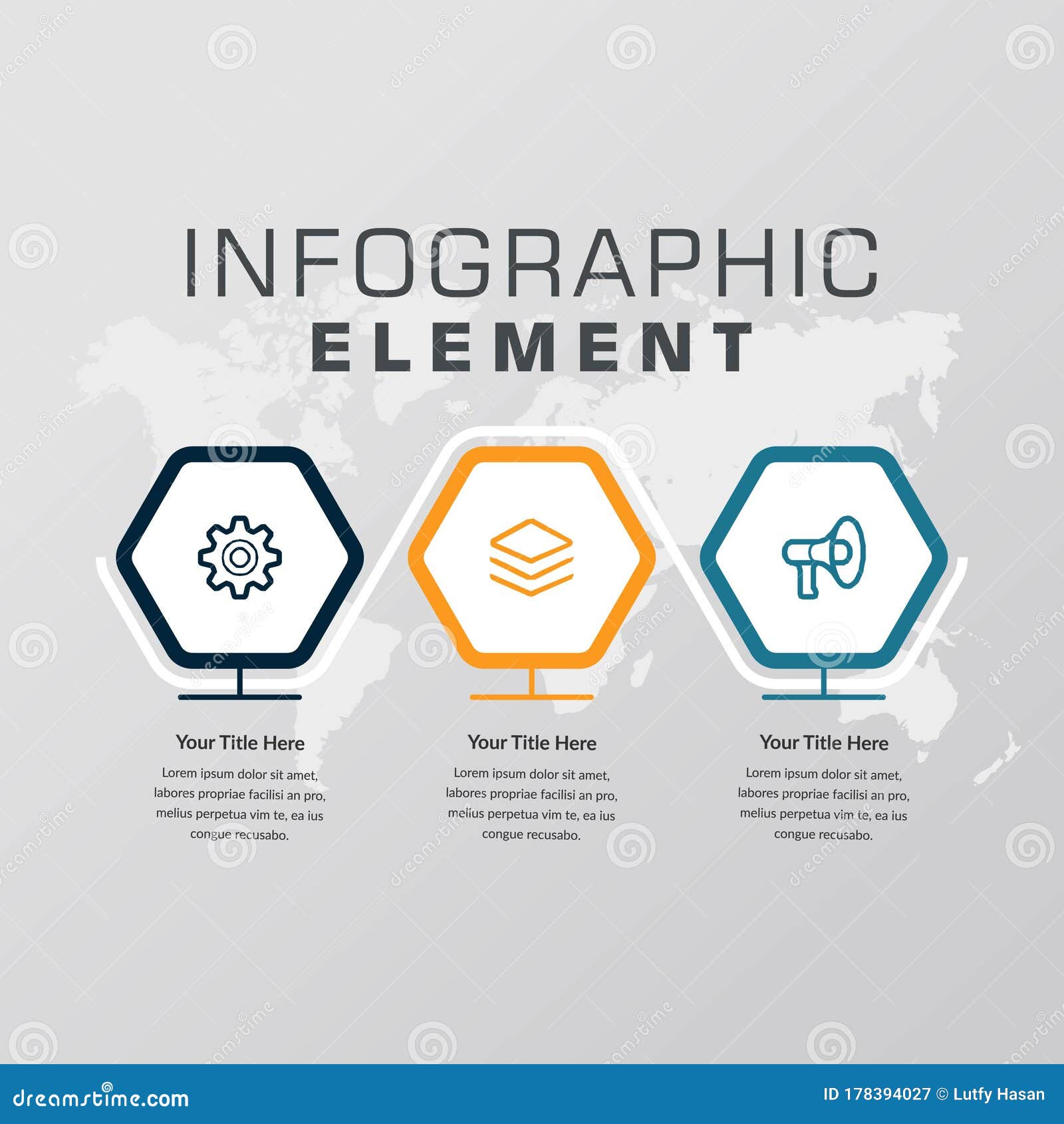 3 Point 3D Shape Infographic Element for Business Stock Illustration ...