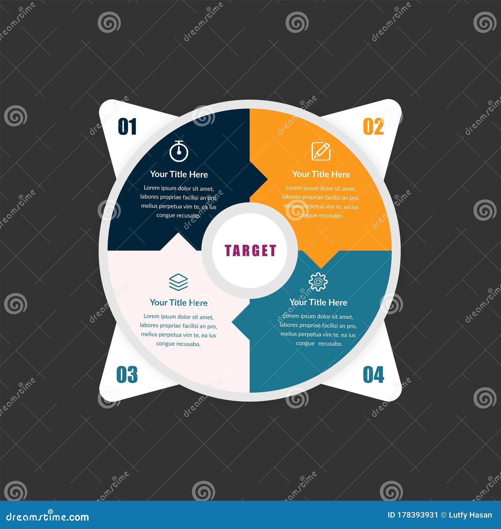 4 Point Infographic Element for Business Target Stock Illustration ...