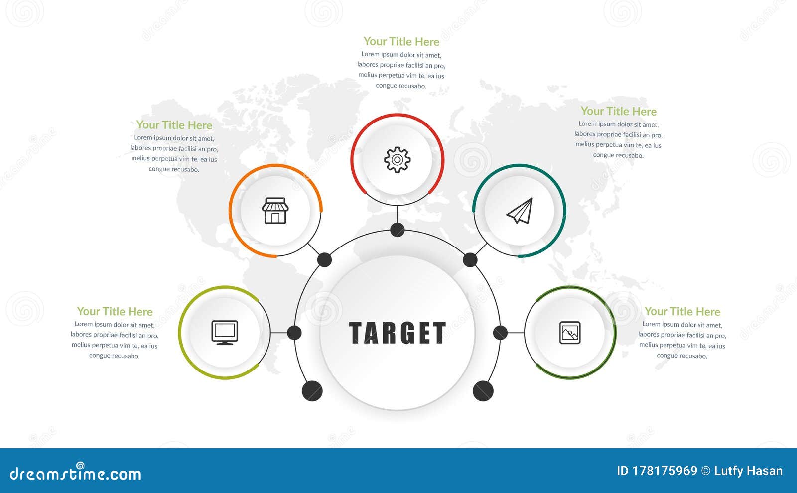 5 Point Infographic Element Template Premium Design Stock Illustration ...