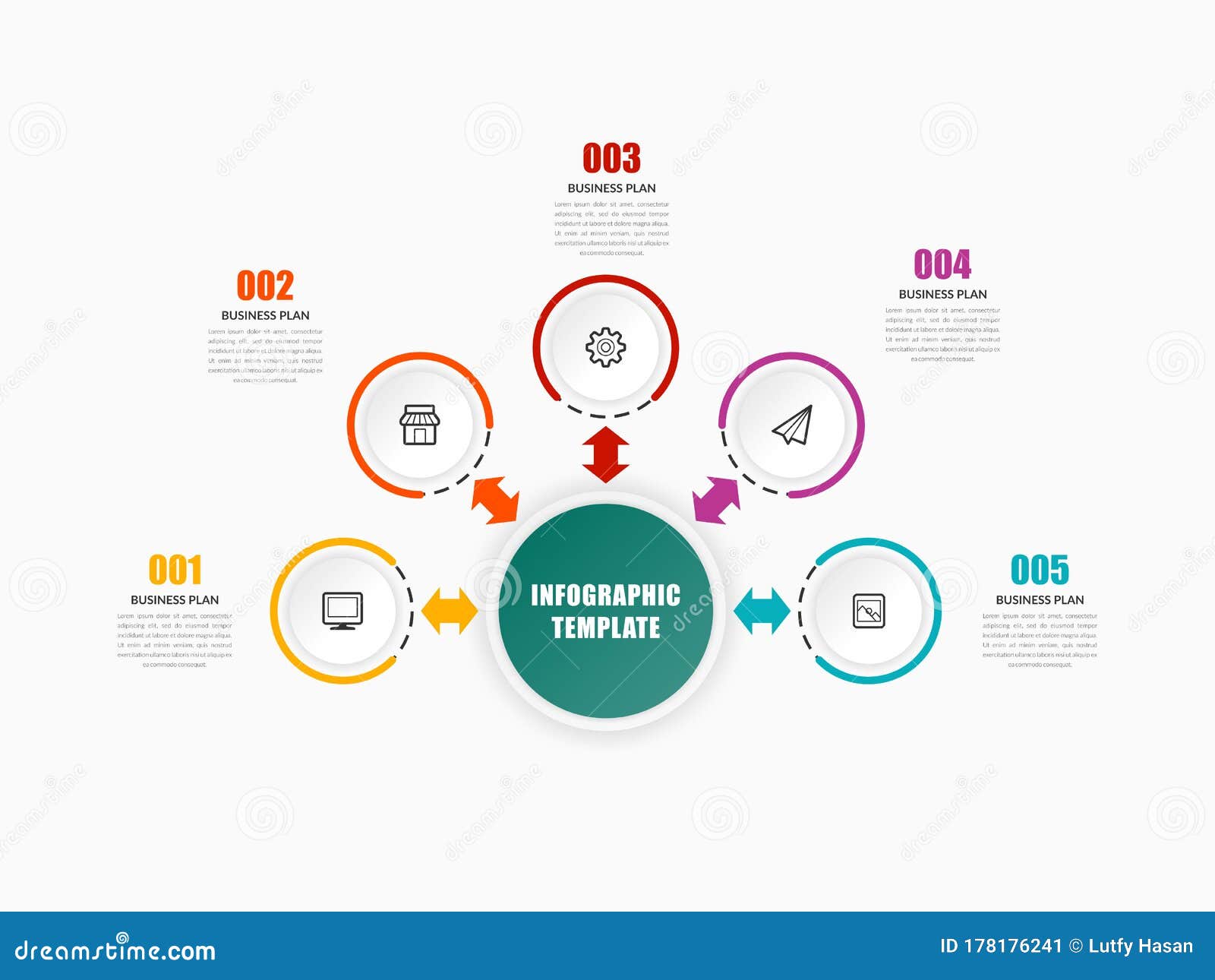 5 Point Infographic Element Template Premium Design Stock Illustration ...