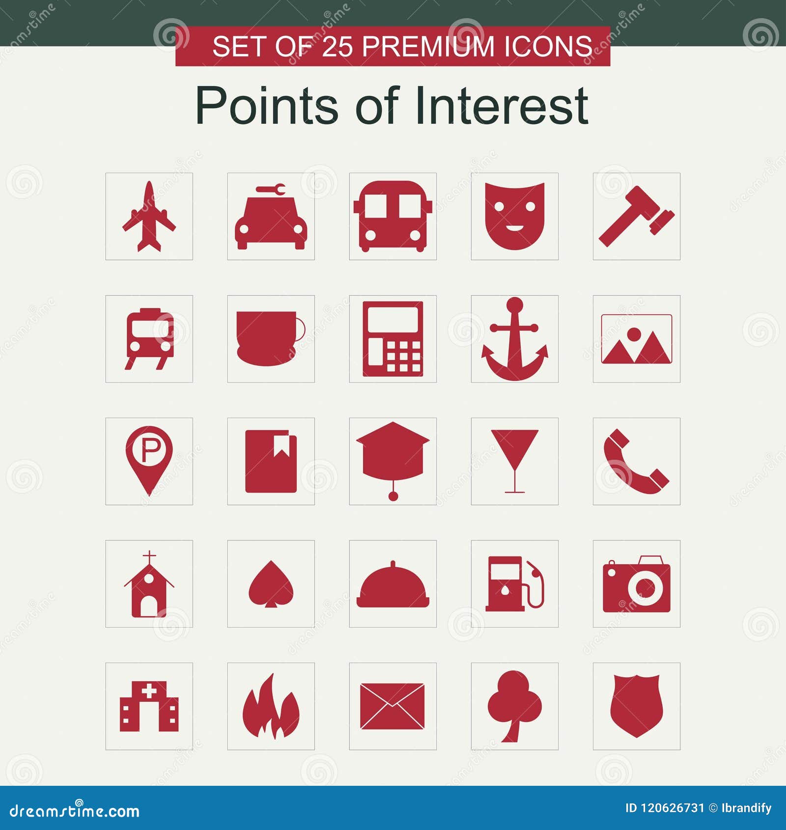 Point of Interest Icons Set Stock Vector - Illustration of icons ...