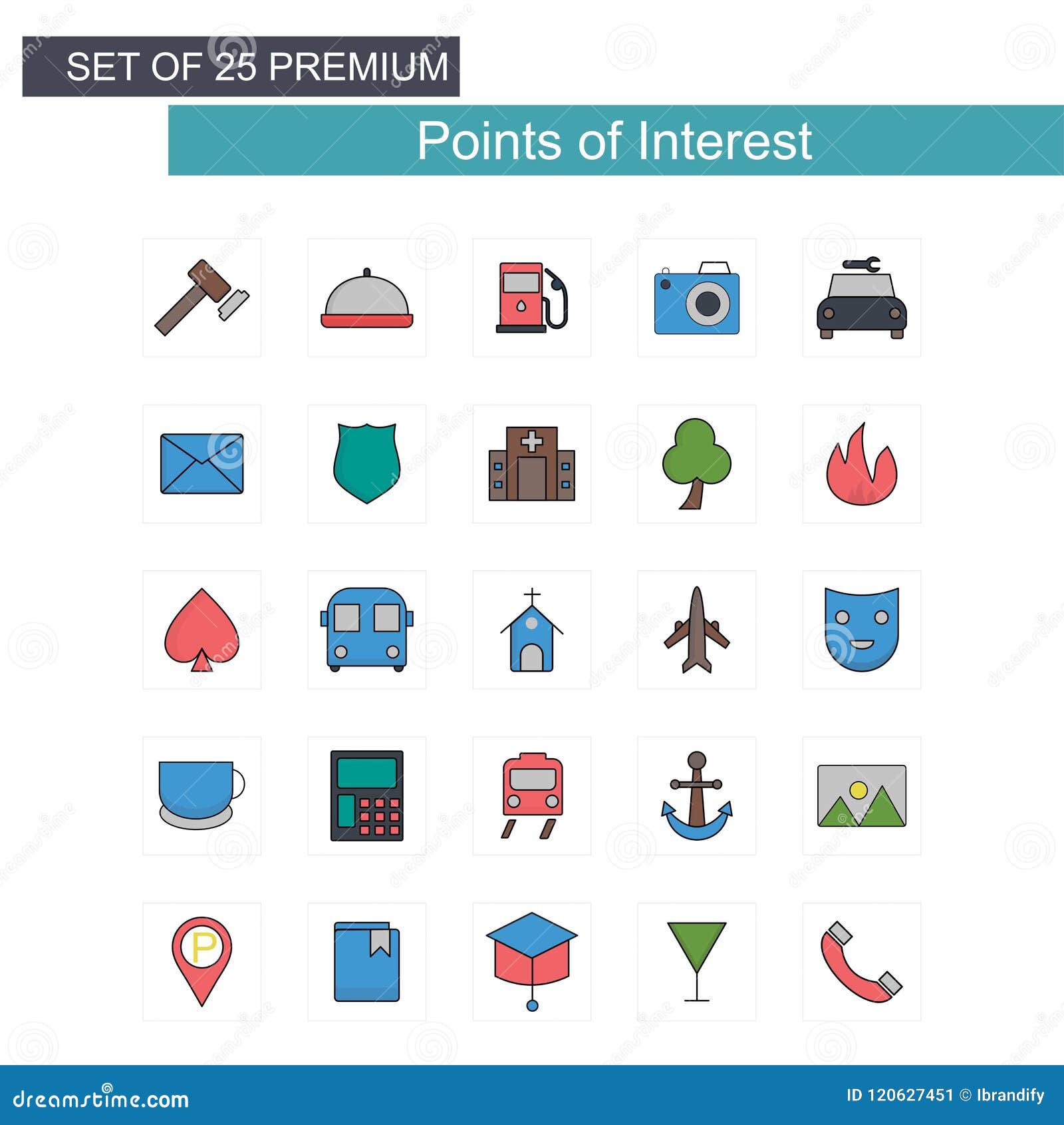Point of Interest Icons Set Stock Vector - Illustration of vector ...