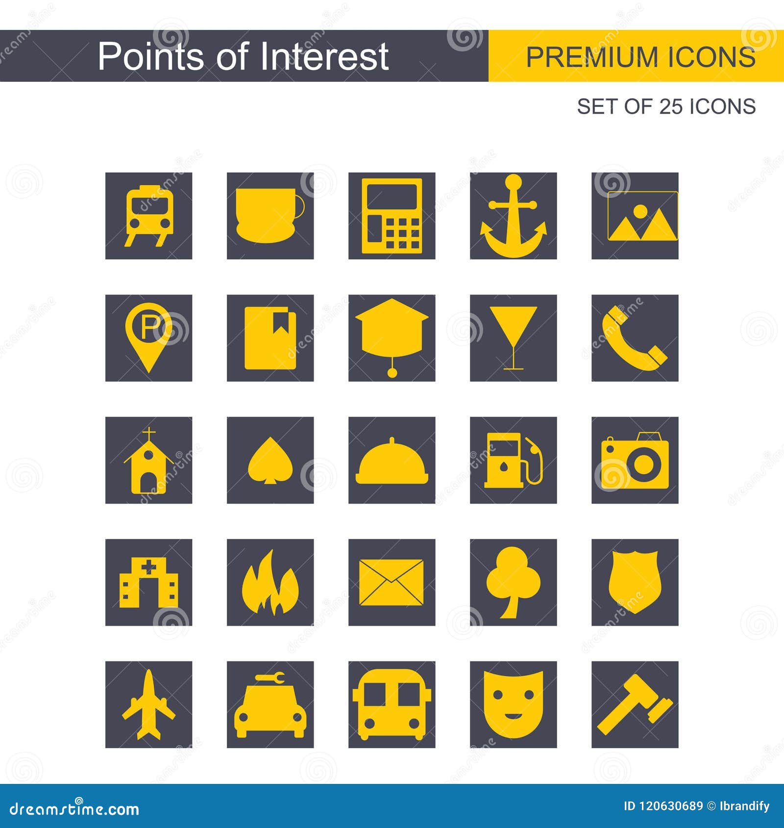 Point of Interest Icons Set Stock Vector - Illustration of restaurant ...