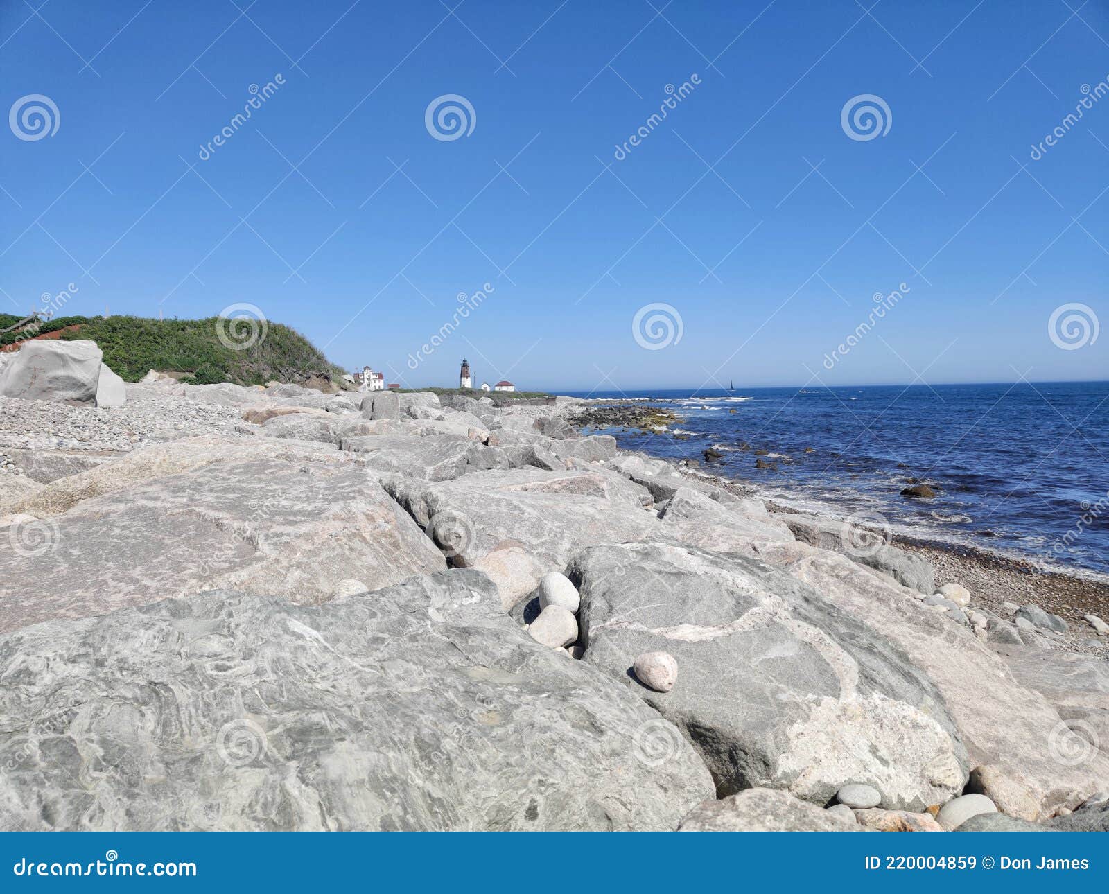 The Point Judith Lighthouse Seen from Afar Stock Image - Image of coast ...