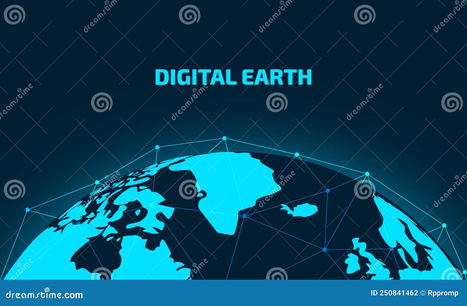 Digital Earth with Network Mesh Technology Background Stock Vector ...