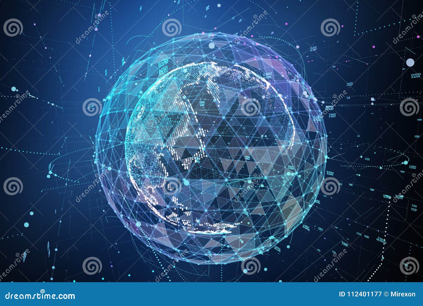 Point, Line, Surface Composed of Circular Graphics, Global Network ...