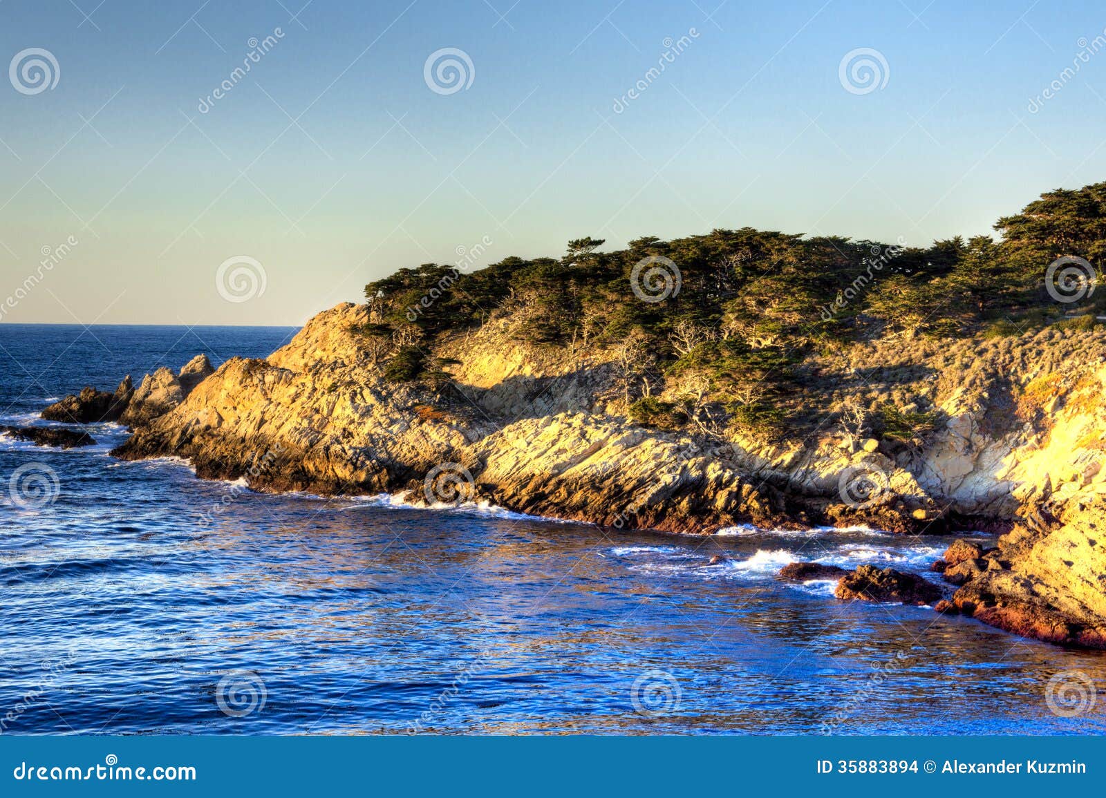 Point Lobos Peninsula on Sunset Stock Photo - Image of relax, coastline ...