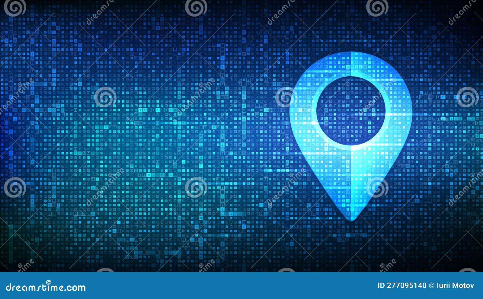 Point of Location Sign Made with Binary Code. Pointer of Map. Matrix ...