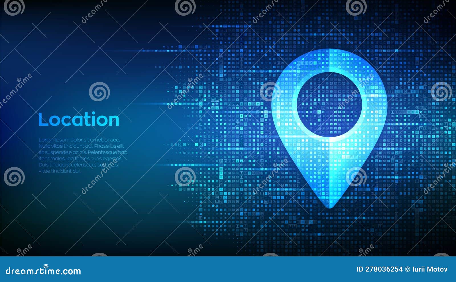 Point of Location Sign Made with Binary Code. Pointer of Map. Matrix ...