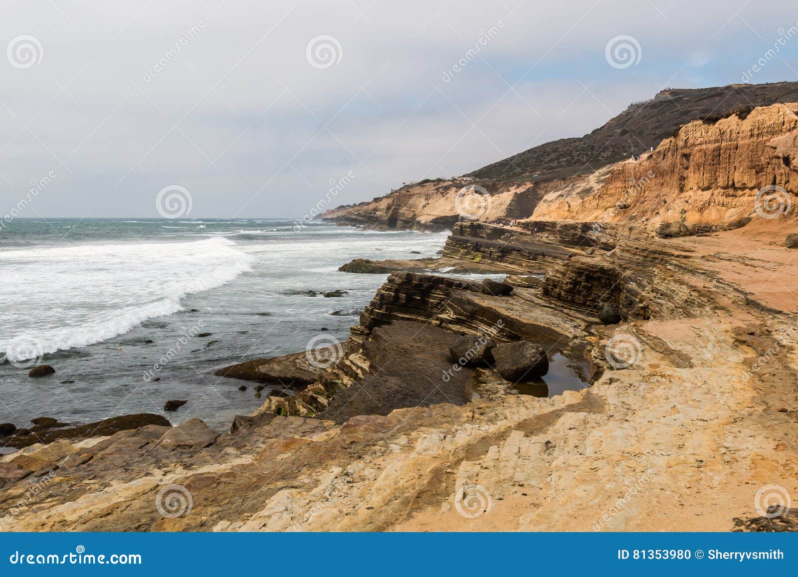 Point Loma, California Eroded Cliffs and Tide Pools. Stock Photo ...