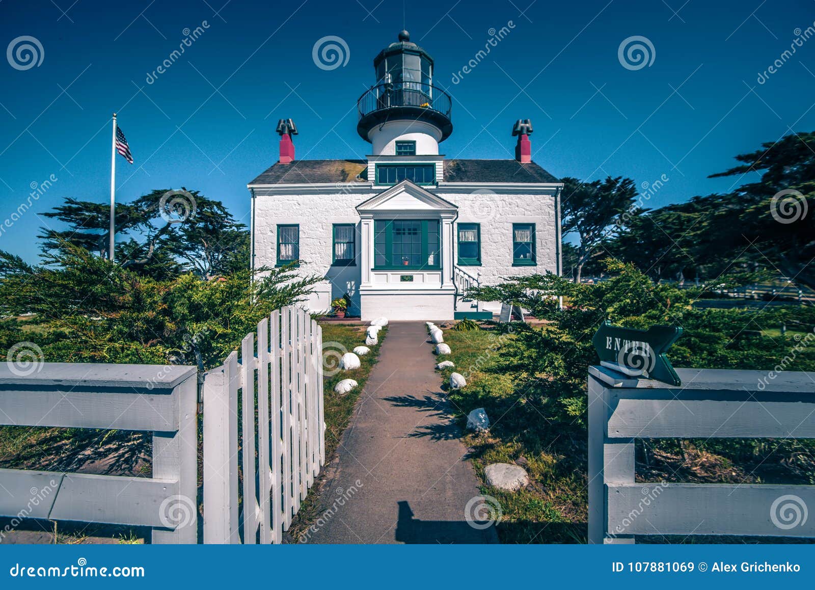Point Pinos Lighthouse in Monterey California Stock Image - Image of ...