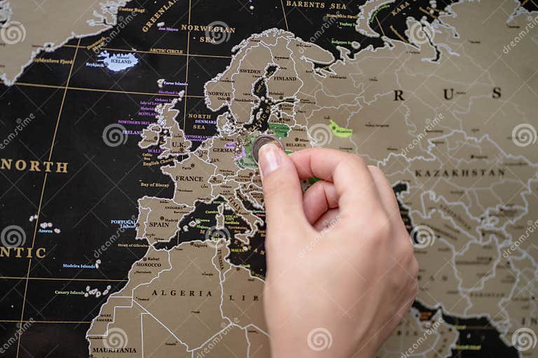 Point Place on the World Map. Mark on the Map Stock Photo - Image of ...