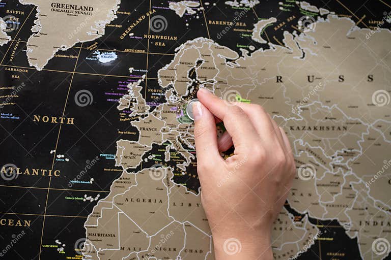 Point Place on the World Map. Mark on the Map Stock Image - Image of ...