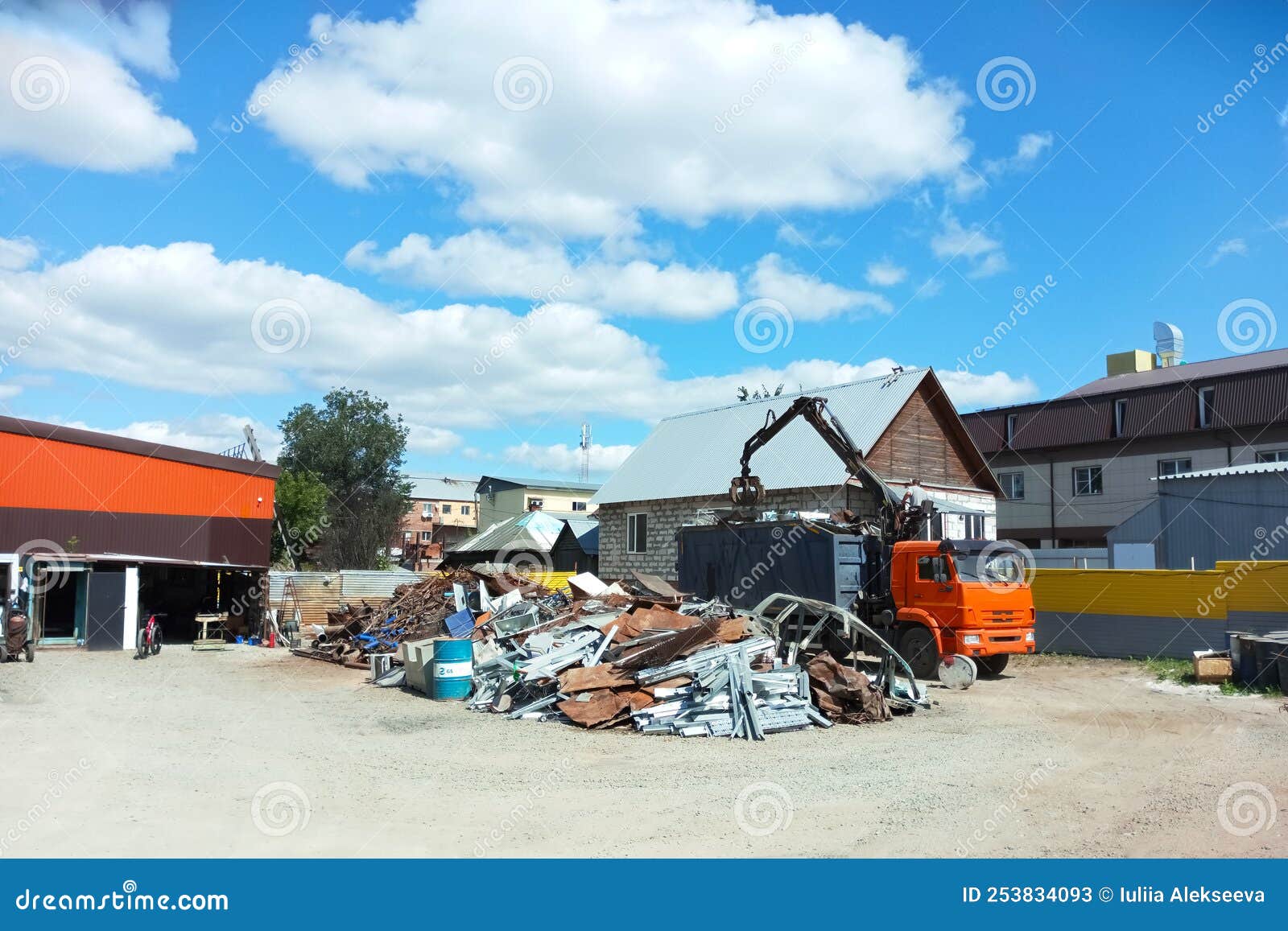 Point of Reception and Unloading of Scrap Metal. Loading into Car Stock ...