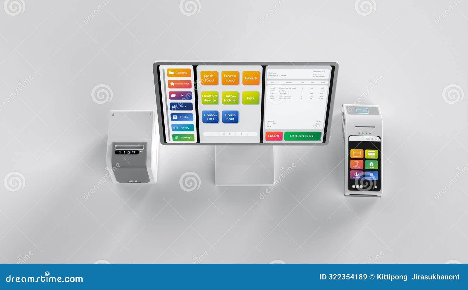 Point of Sale System or Cash Register Machine on Desk Stock ...