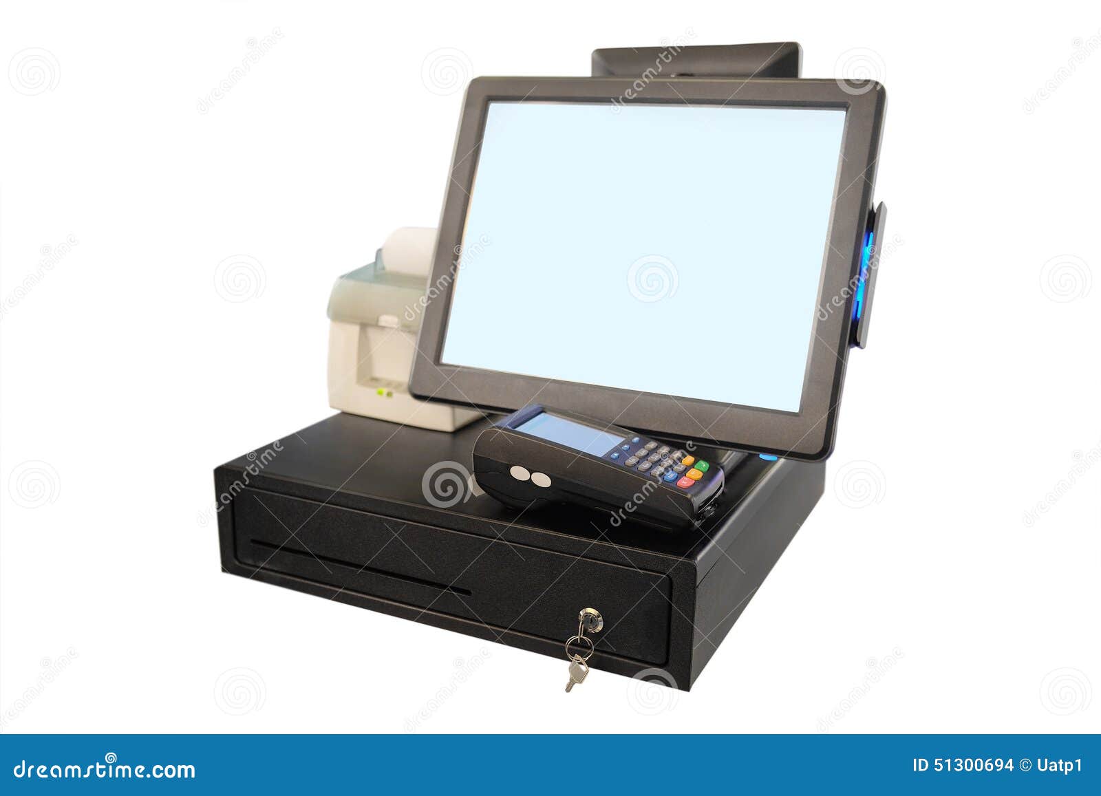 Point of Sale Touch Screen System with Thermal Printer Stock Photo ...