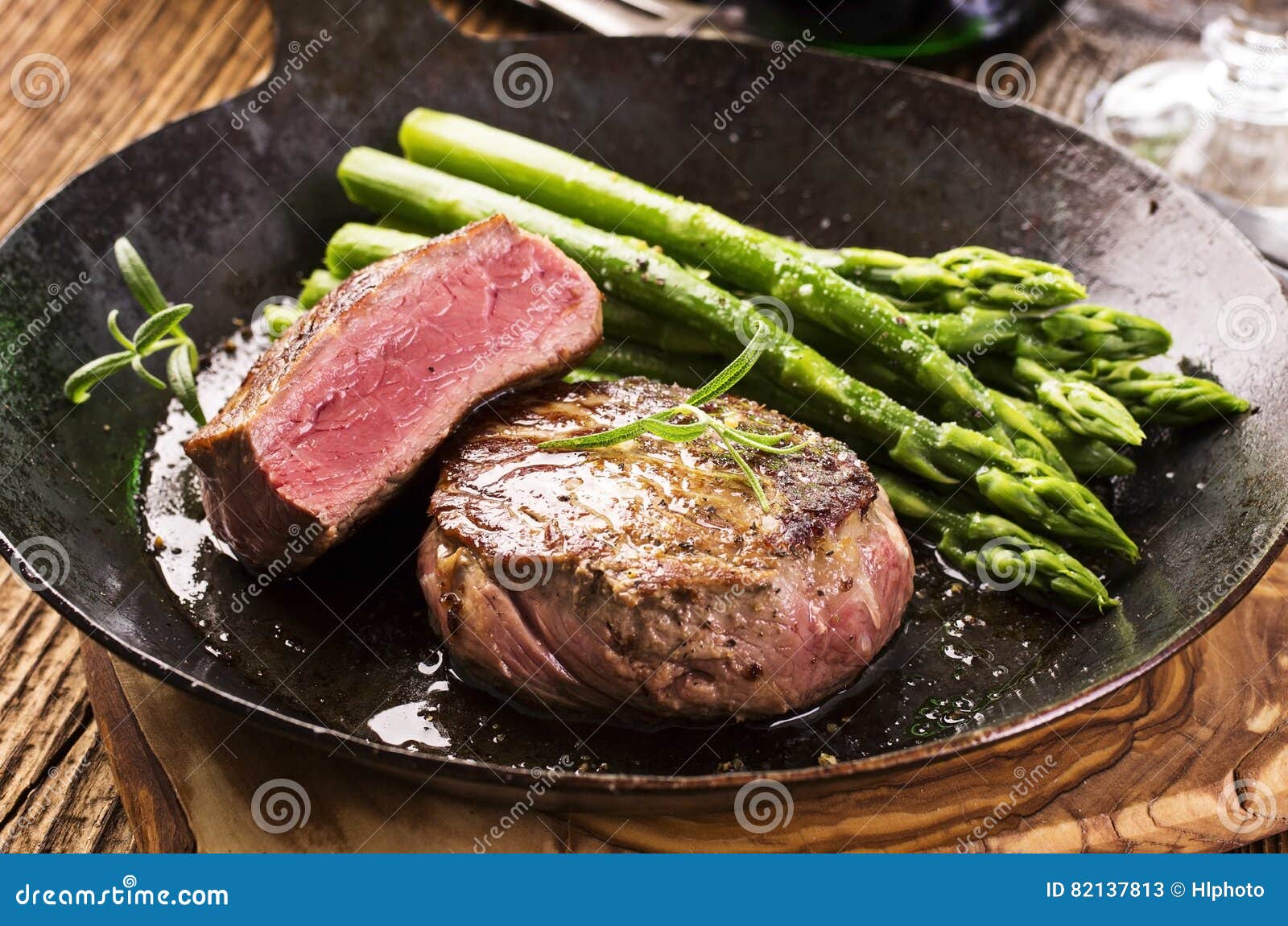Point Steak with Green Asparagus Stock Image - Image of asparagus ...