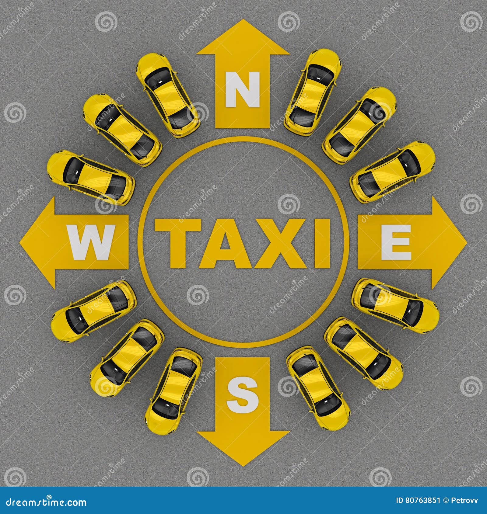 Point Taxi Stand Top View. 3d Rendering Stock Illustration ...