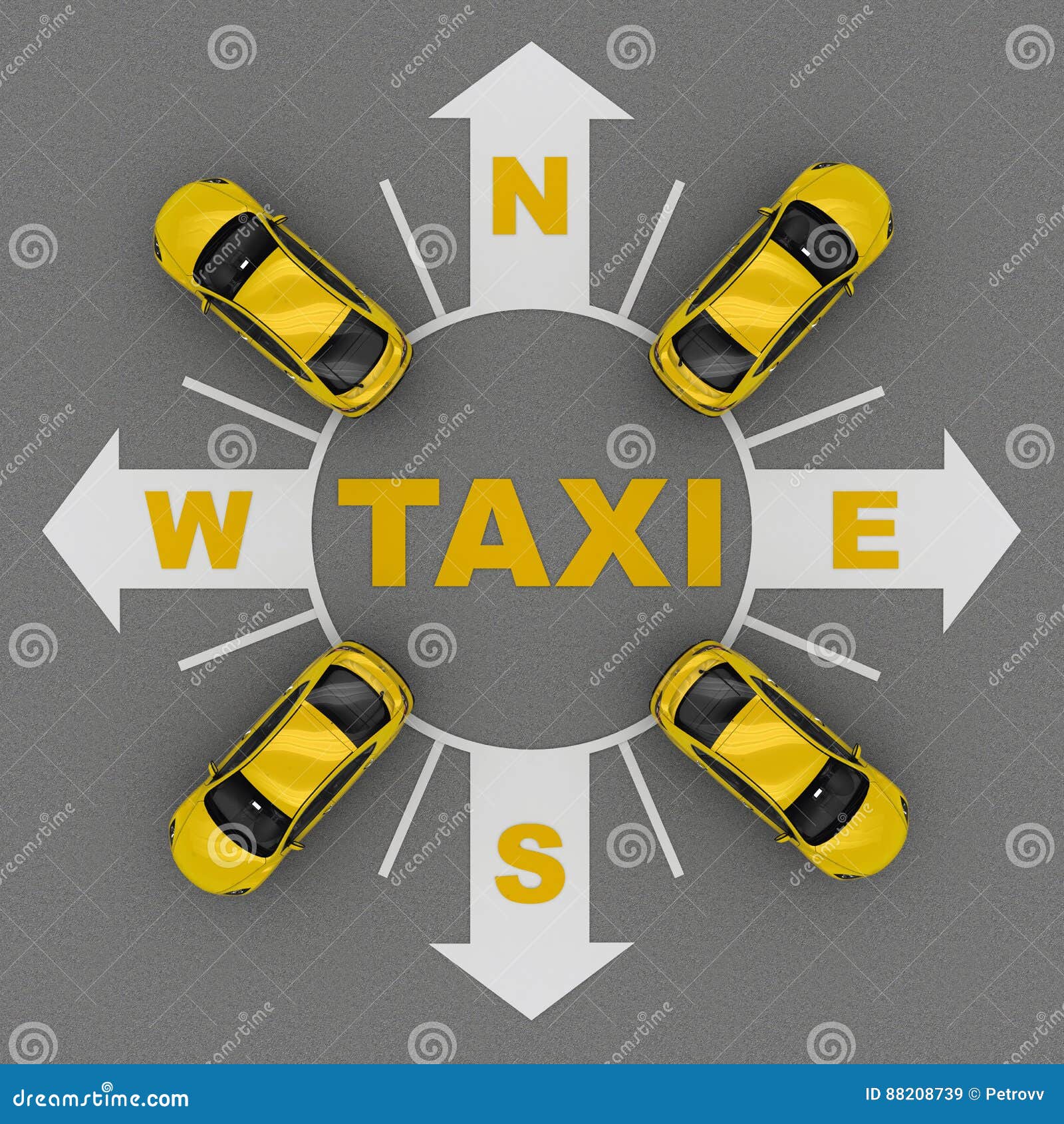 Point Taxi Stand Top View. 3d Rendering Stock Illustration ...