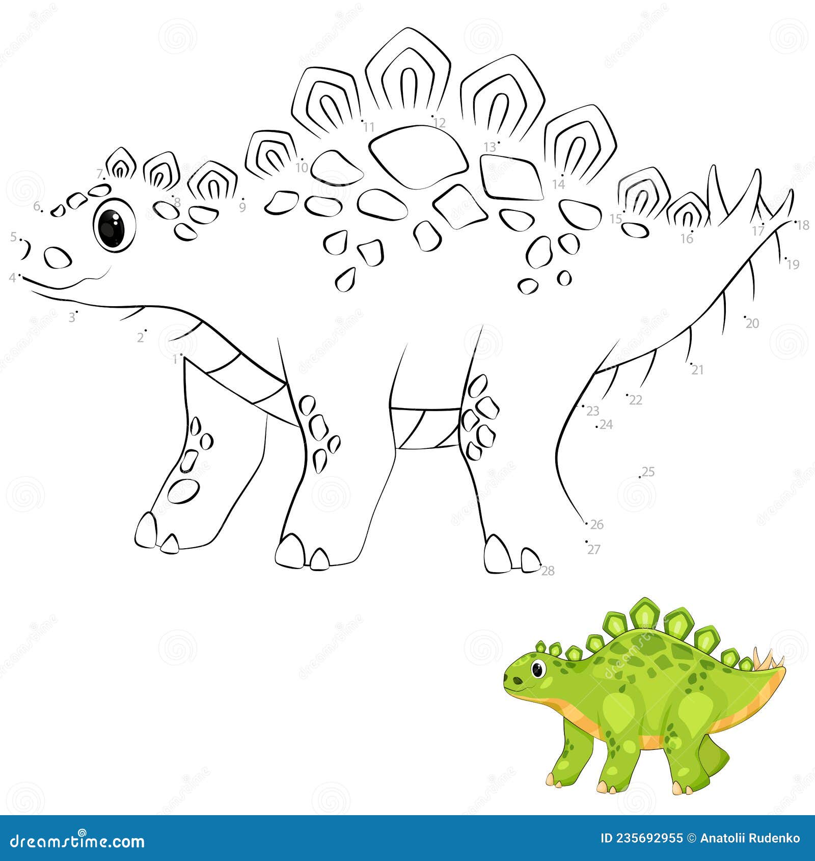 Point-to-point Game. Draw a Line. Stegosaurus Stock Vector ...