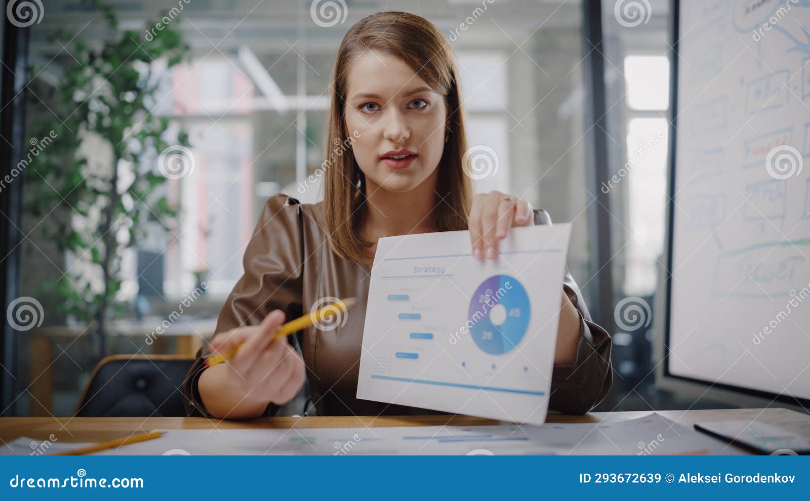 Point of View from Camera with Beautiful Young Project Manager Making a ...