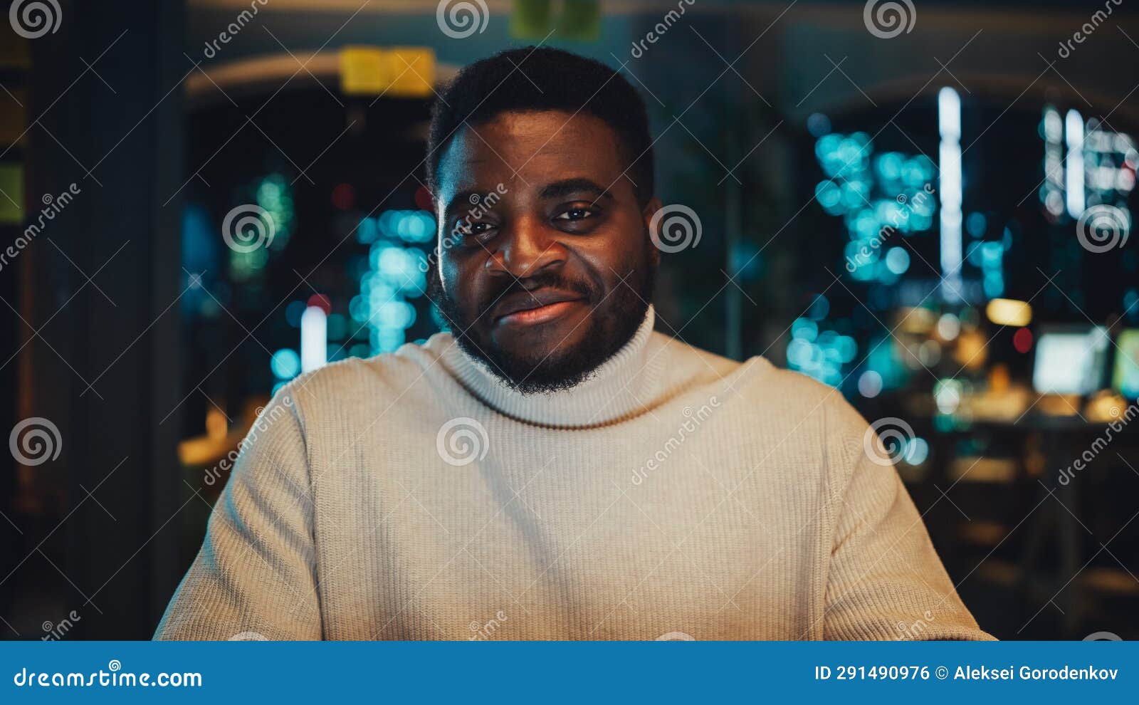 Point of View from Camera with Handsome Young Black Project Manager ...