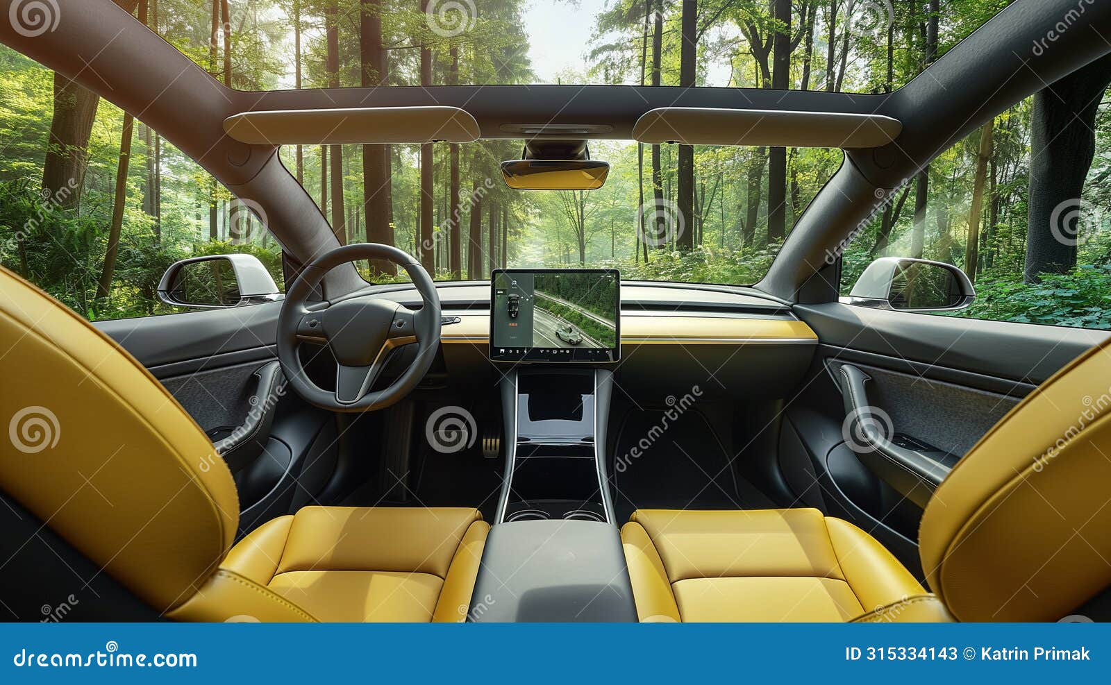 Point of View from the Driver of Car. Steering Wheel, Speedometer and ...