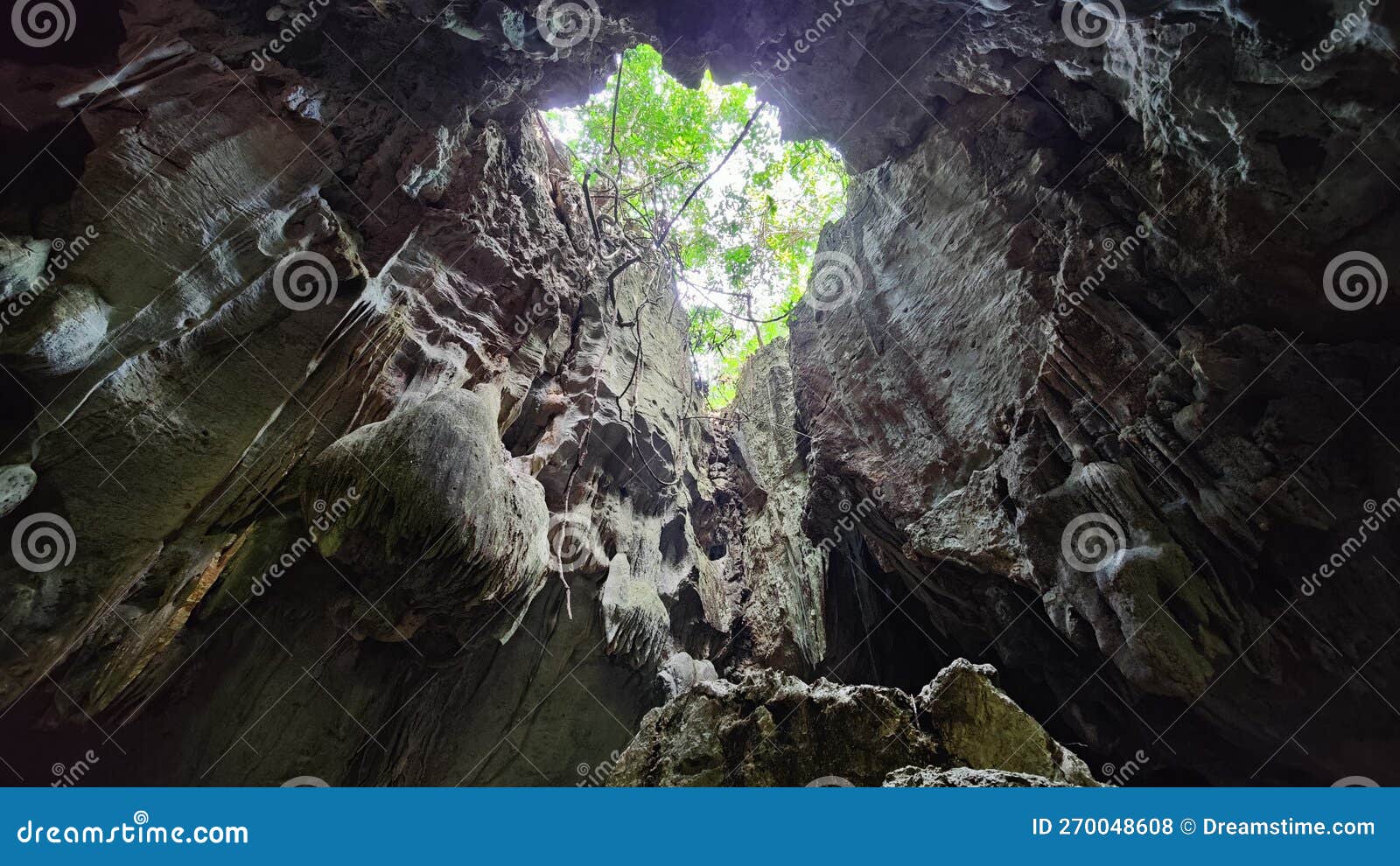 Point of View Inside the Cave Looking Upwards the Source of Light Stock ...